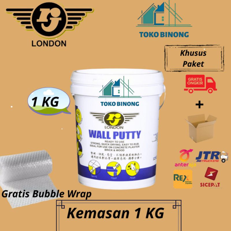 Jual Dempul Tembok Wall Putty Plamir Plamur Tembok RJ 1 KG PAKET ...
