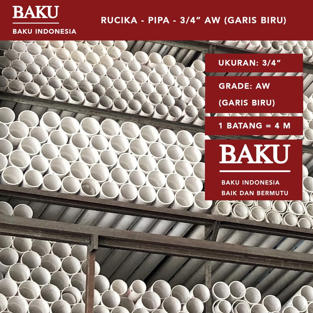 Jual Pipa Rucika 3/4" AW Garis Biru / Pipa PVC 3/4" | Shopee Indonesia