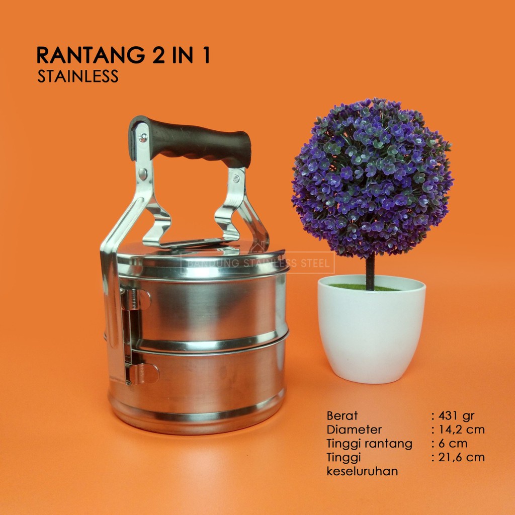 Jual Rantang stainless 2 susun diameter 14cm / 16cm tempat bekal makan ...