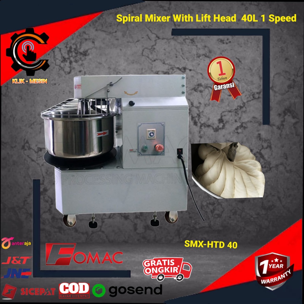 Jual Mesin Pengaduk Adonan Roti 40Liter Spiral Mixer SMX-HTD40 Fomac ...