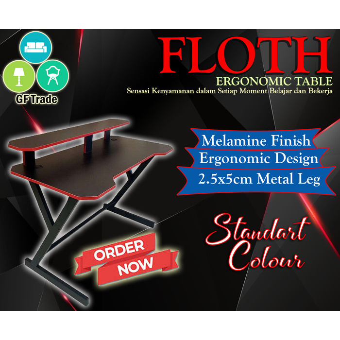 Jual Meja Gaming Meja Komputer Meja Kerja Floth FL120 - Merah ...