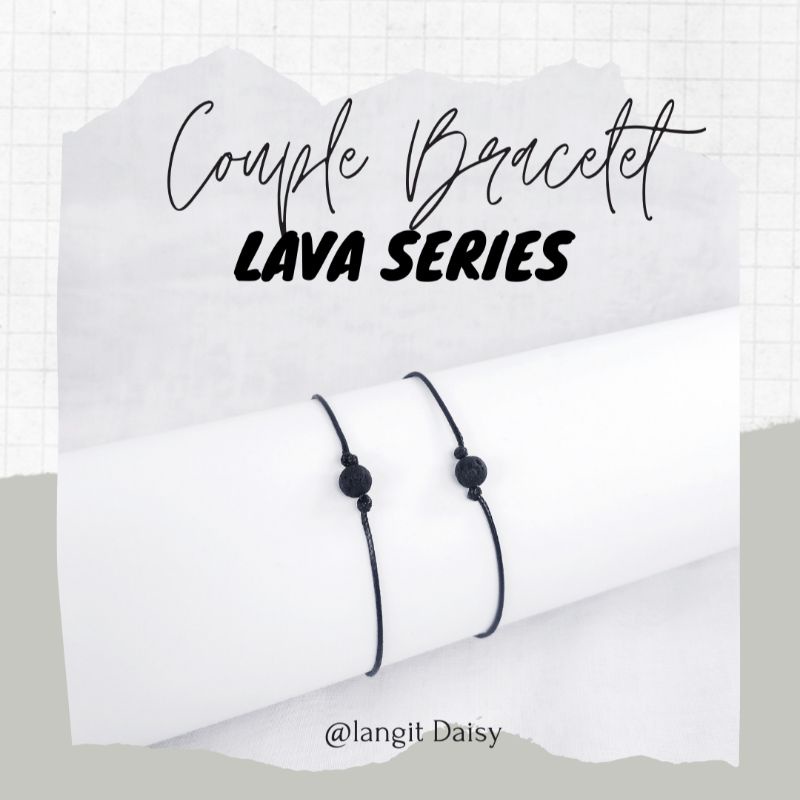 Jual Gelang Pasangan Couple Manik Batu Lava | Gelang Tali Super Tipis ...