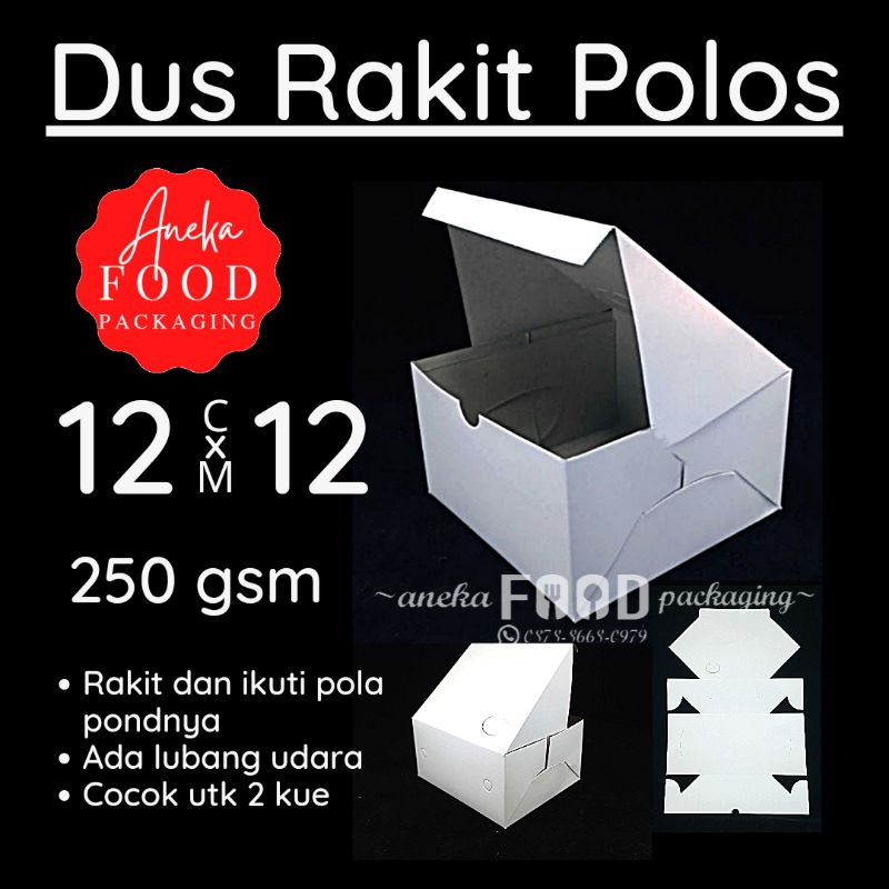 Jual 100pc- Dus kotak kue 12x12 cm GS POLOS snack box kardus kemasan ...