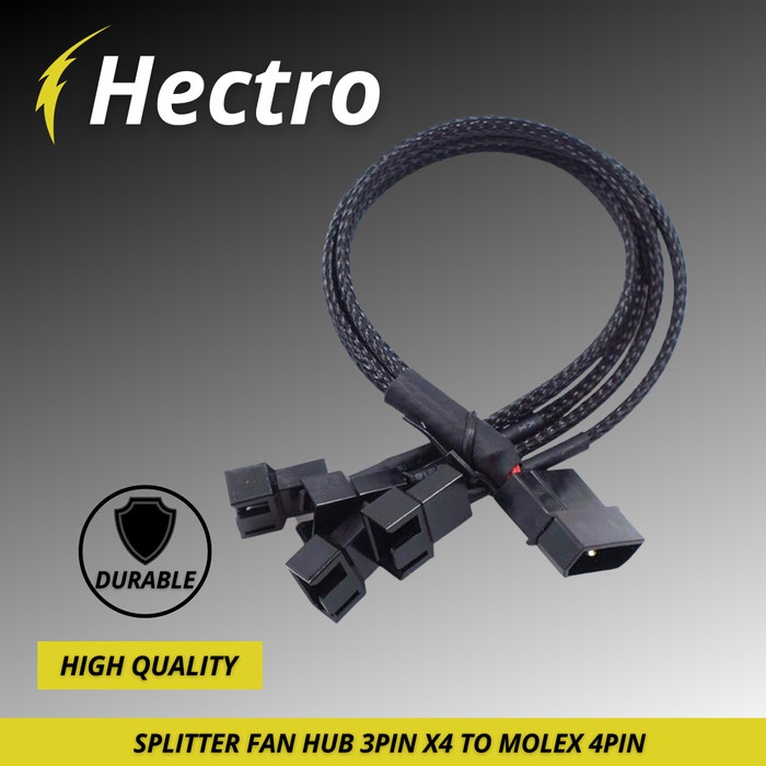Jual HECTRO Kabel Splitter Fan Hub 4pin 3pin x4 to Molex 4pin Extension ...