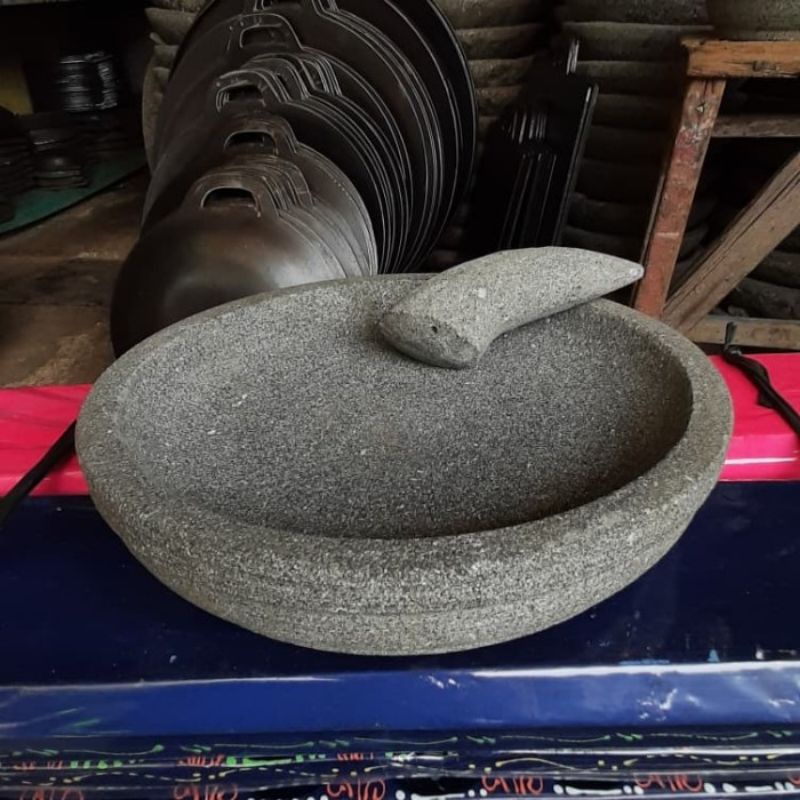 Jual 26cm cobek batu bubut asli batu gunung sudah termasuk tumbukannya ...