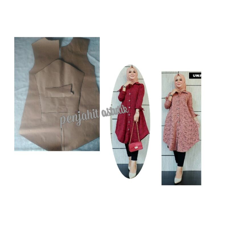Jual POLA INSTAN TUNIK WANITA/POLA JIPLAK TUNIK/ATASAN WANITA/KEMEJA WANITA/MODERN/TERBARU ...