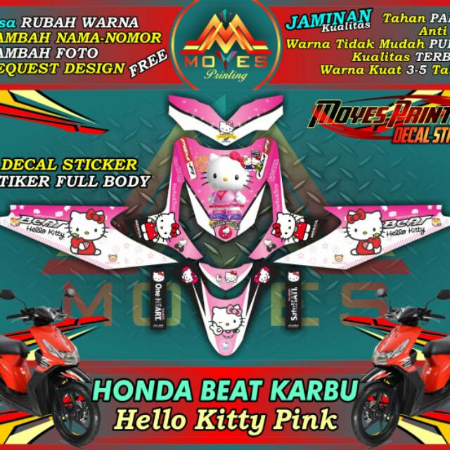 Jual Decal Beat Karbu Stiker Beat Karbu Hello kitty pink Decal Stiker ...
