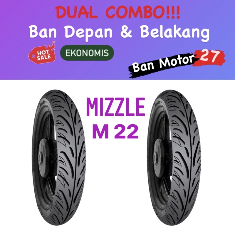 Jual Paket Ban Motor Tubeless MIZZLE M 22 ( M22 ) 70/90-14 dan 80/90-14 Mio Fino | Shopee Indonesia