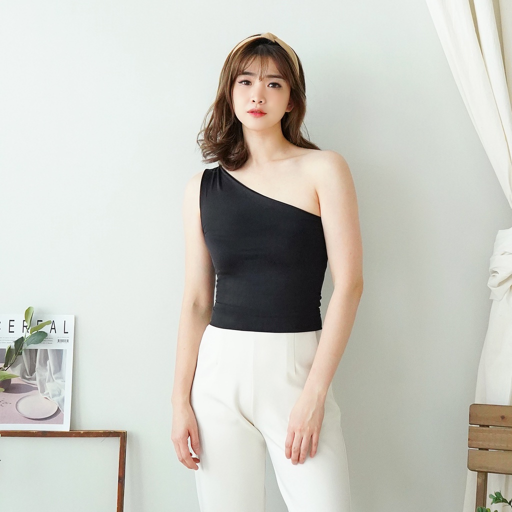 Jual Crop Tanktop One Shoulder Tank Top Tarzan Wanita Polos 008 ...