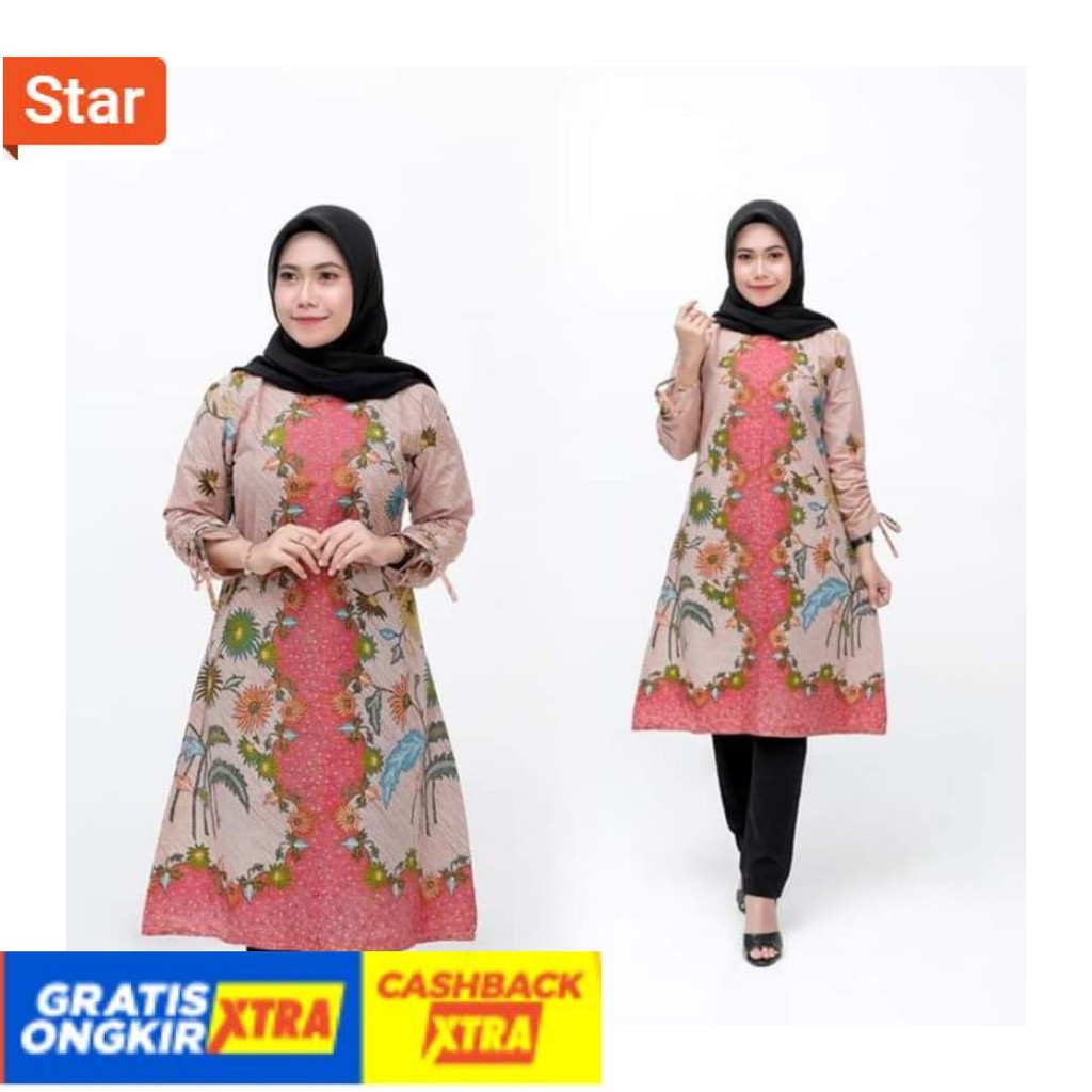 Jual PAKAIAN MUSLIM SYARI MOTIF LONGDRES KEKINIAN CEWE / TUNIK BATIK ...