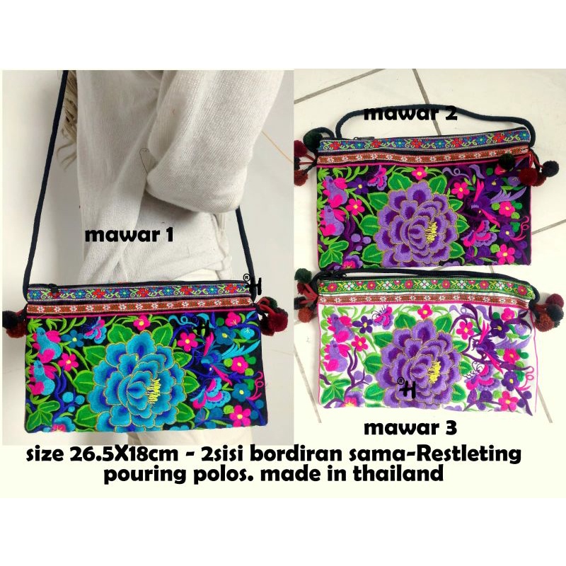Jual Slingbag Etnik Bordir Motif Bunga Mawar | Shopee Indonesia