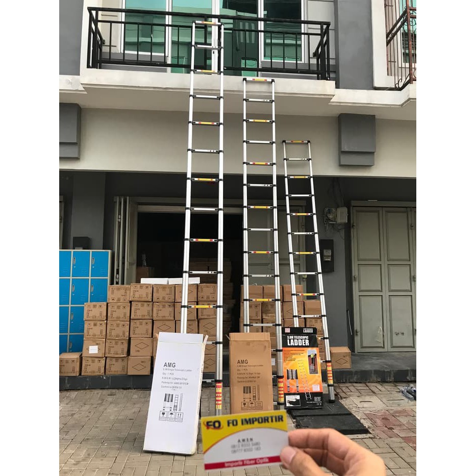 Jual Tangga Lipat Aluminium Teleskopik 5.3M Single Telescopic Ladder 5. ...