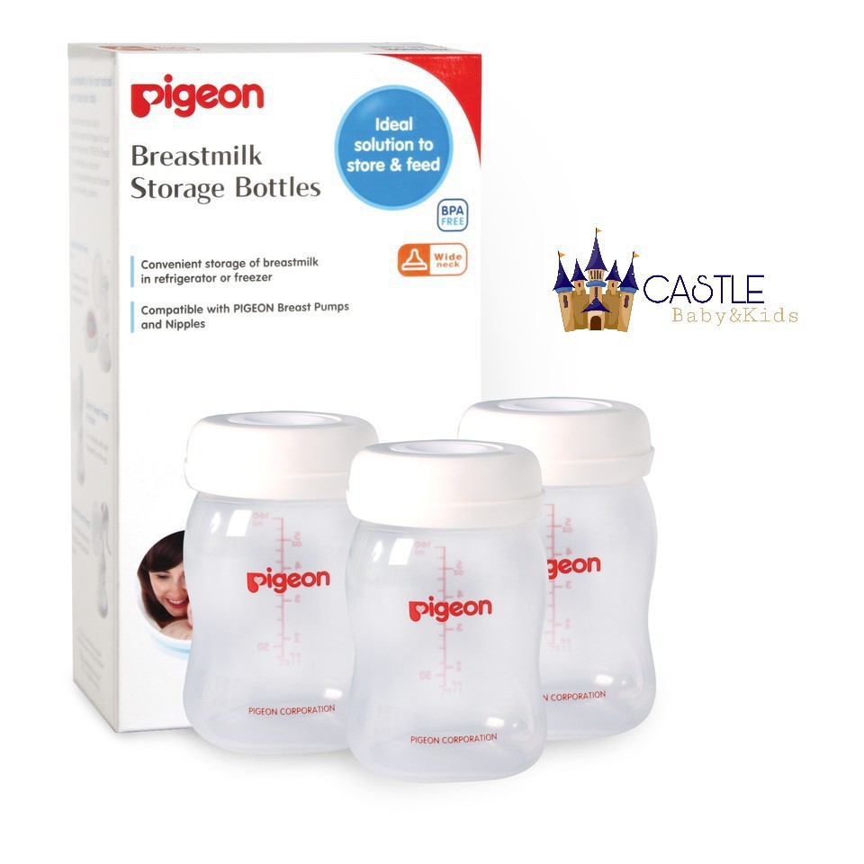 Jual Castle - Pigeon Breastmilk Storage Wide Neck Bottle 160ml Isi 3 Pcs - Botol Susu Asi ...