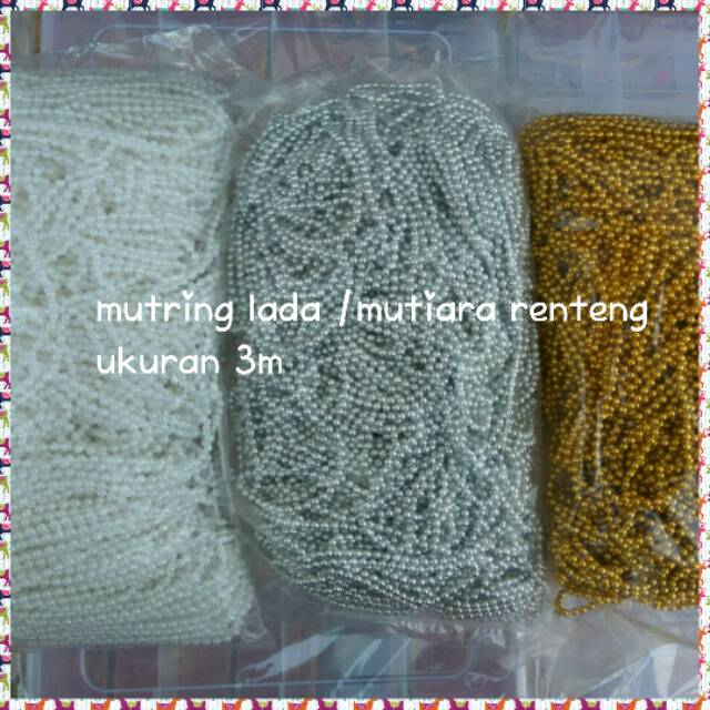 Jual Mutiara lada / mutiara renteng 3mm (silver, gold, putih) | Shopee ...