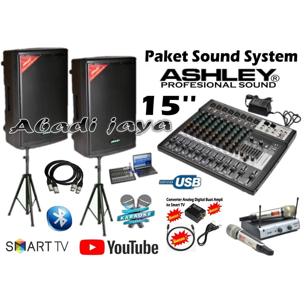 Jual paket sound system 15 inch ashley hero 15a mixer ashley ax8n voice 1 | Shopee Indonesia
