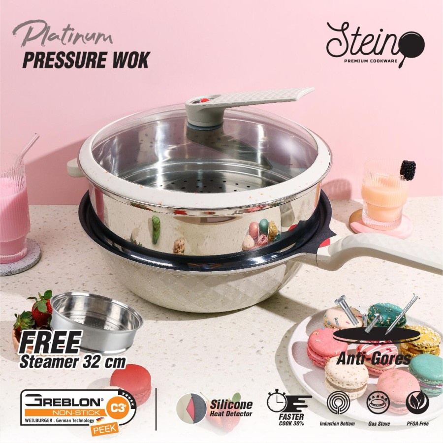 Jual Stein Cookware - Platinum Wok Pressure Cooker 32cm (Panci Presto) | Shopee Indonesia