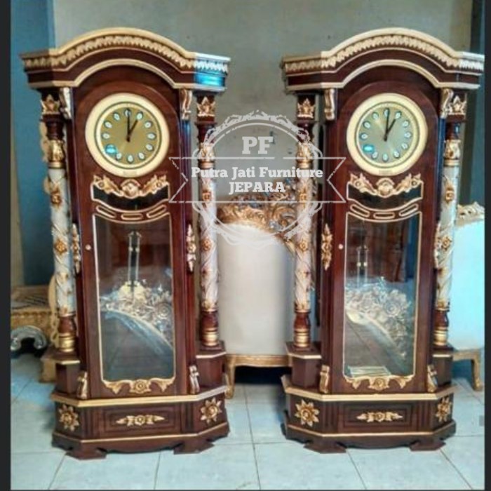 Jual Jam besar ukir lemari jam lonceng bandul kayu jati ukir Jepara ...