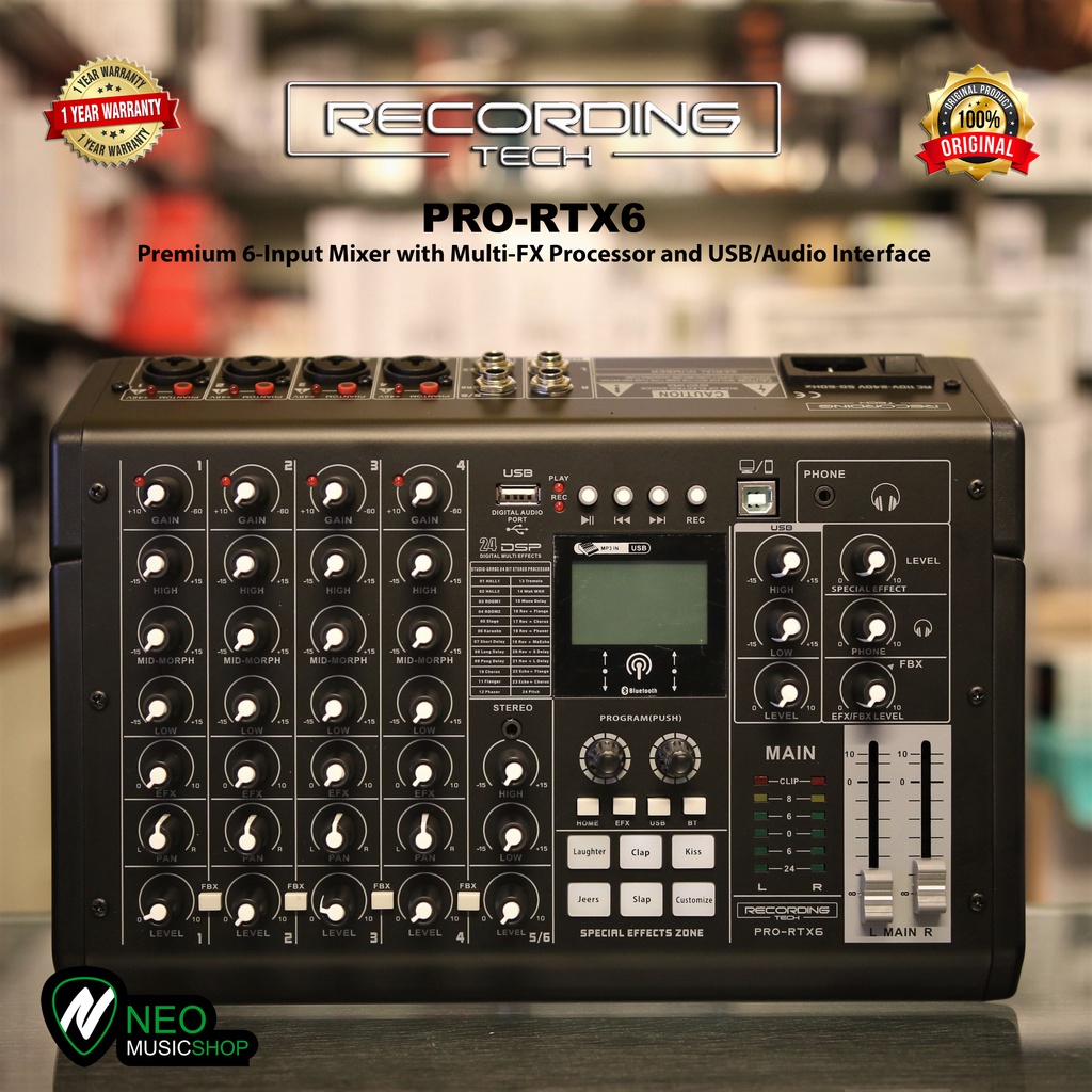 Jual Recording Tech PRO-RTX6 6 Channel Mixer with FX and Audio ...