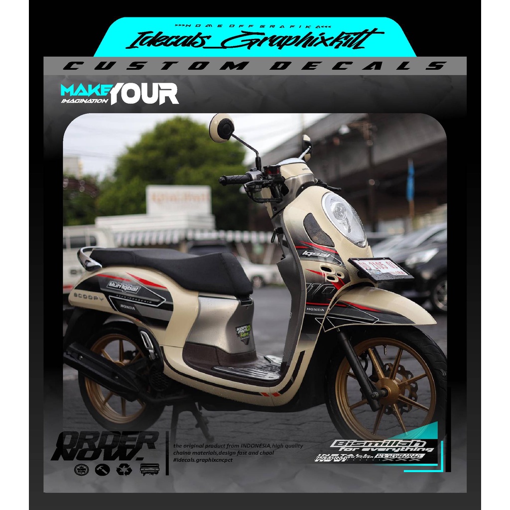 Jual 00298 sticker decals fullbody honda scoopy tema garis racing ...