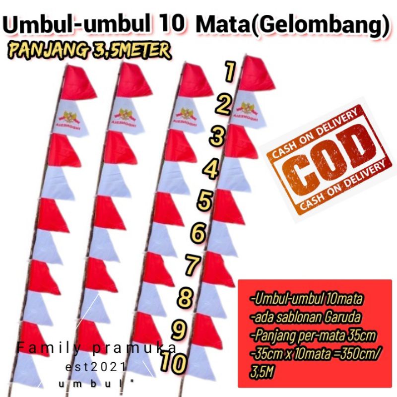 Jual umbul-umbul 10mata(gelombang) / merah-putih / Bendera umbul-umbul | Shopee Indonesia