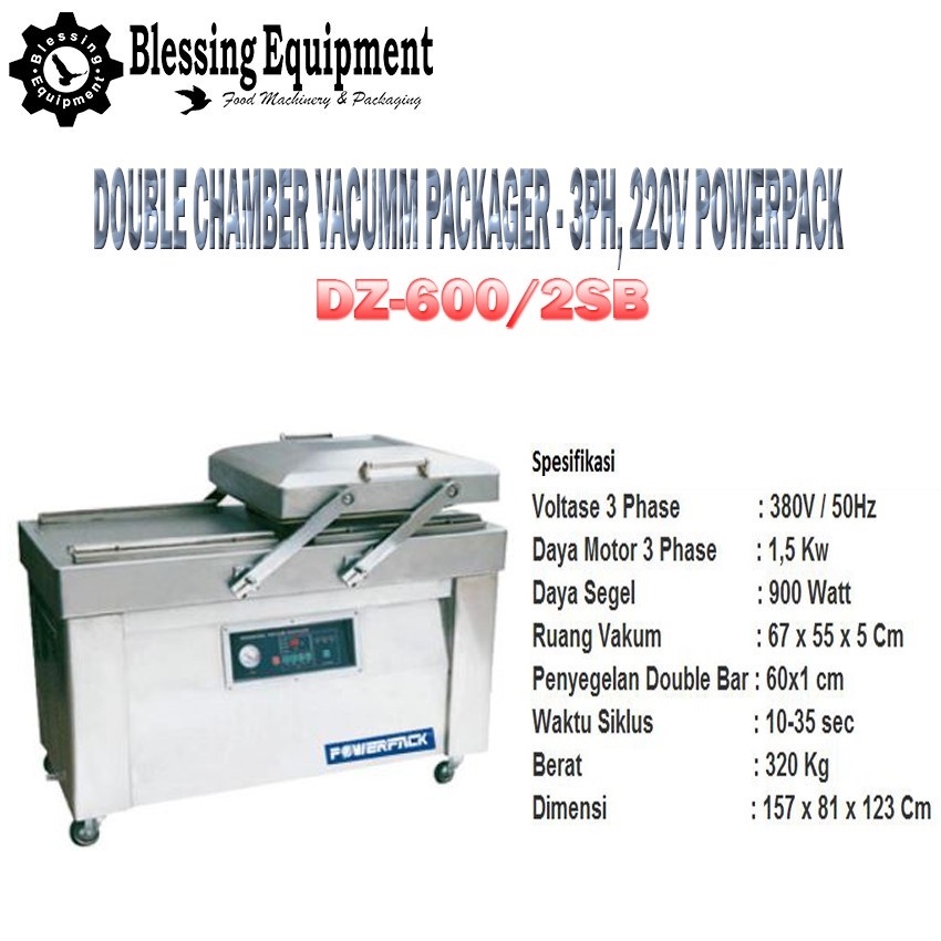 Jual DZ-600/2SB Double Chamber Vacumm Packager - 3Ph, 220V POWERPACK ...