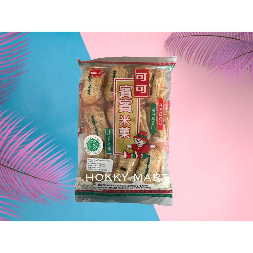 Jual (HOKKY) BIN BIN RICE CRACKERS SEAWEED 150 gr / biskuit nasi ...