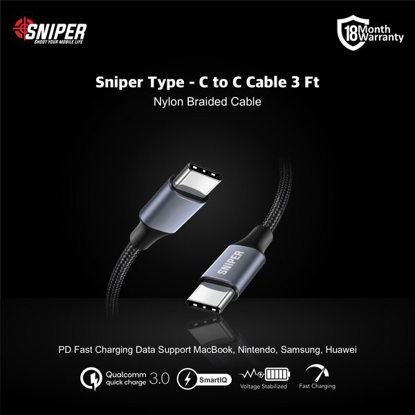 Jual Miliki Sniper USB-C To USB-C PD Fast Charging and Data Transfer ...