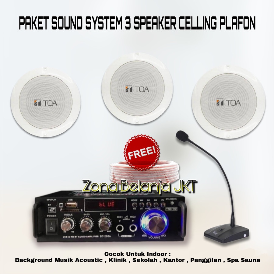 Jual PAKET SOUND SYSTEM TOA CEILING PLAFON 3 SPEAKER CAFE RESTO KLINIK ...