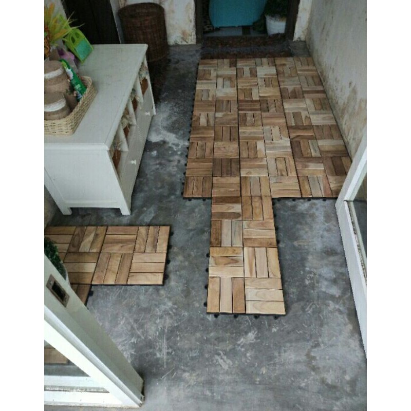 Jual Lantai Kayu Floring Kayu Decking Jati | Shopee Indonesia