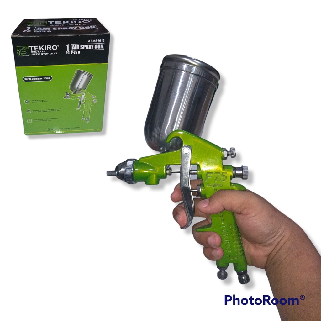 Jual TEKIRO Spray Gun Tabung Atas F75G Semprotan Cat Tangki Atas 400ml ...