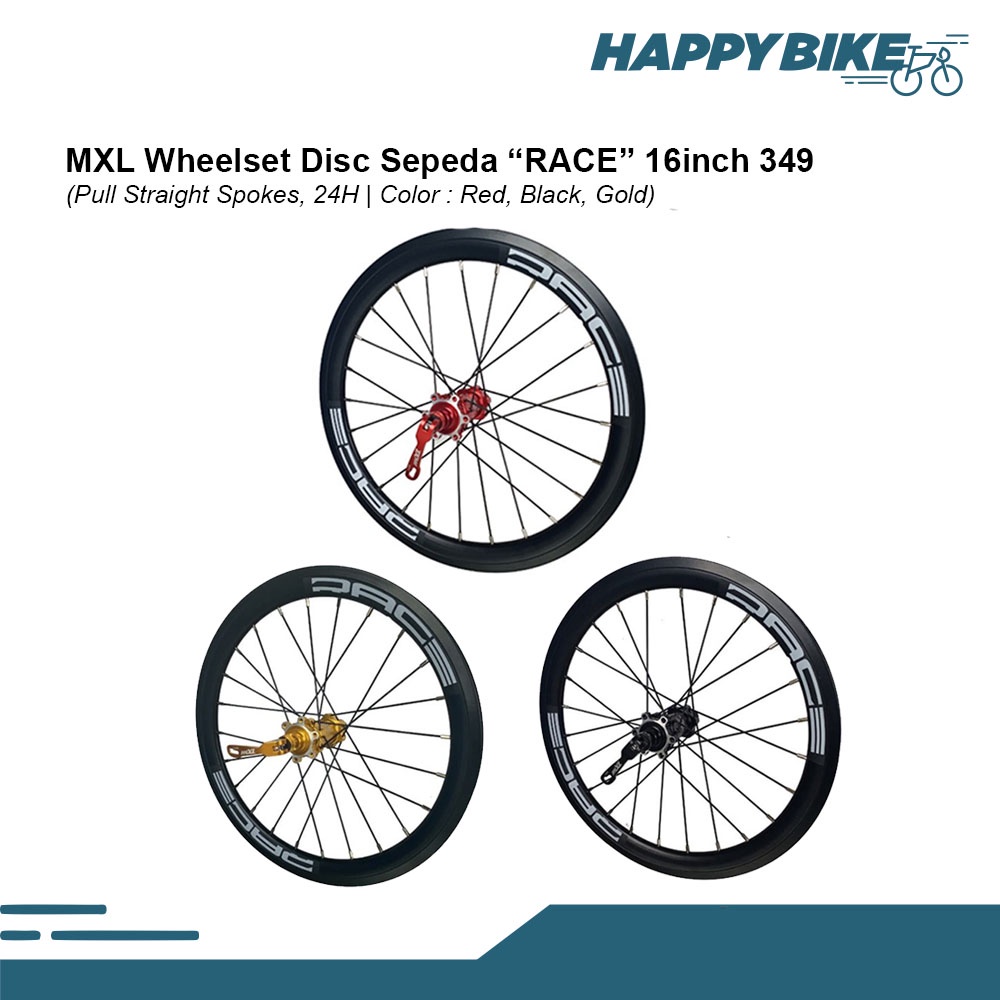 Jual Happy Bike Wheelset Sepeda Disc Race 16" 349 Roda Sepeda Set Velg ...