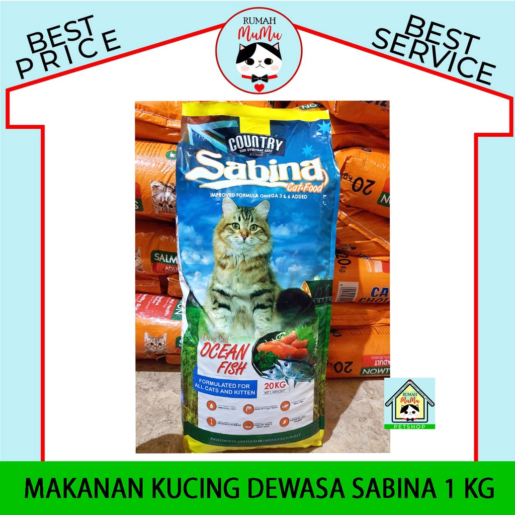 Jual MAKANAN KUCING DEWASA COUNTRY SABINA PREMIUM REPACK 1 KG | Shopee ...