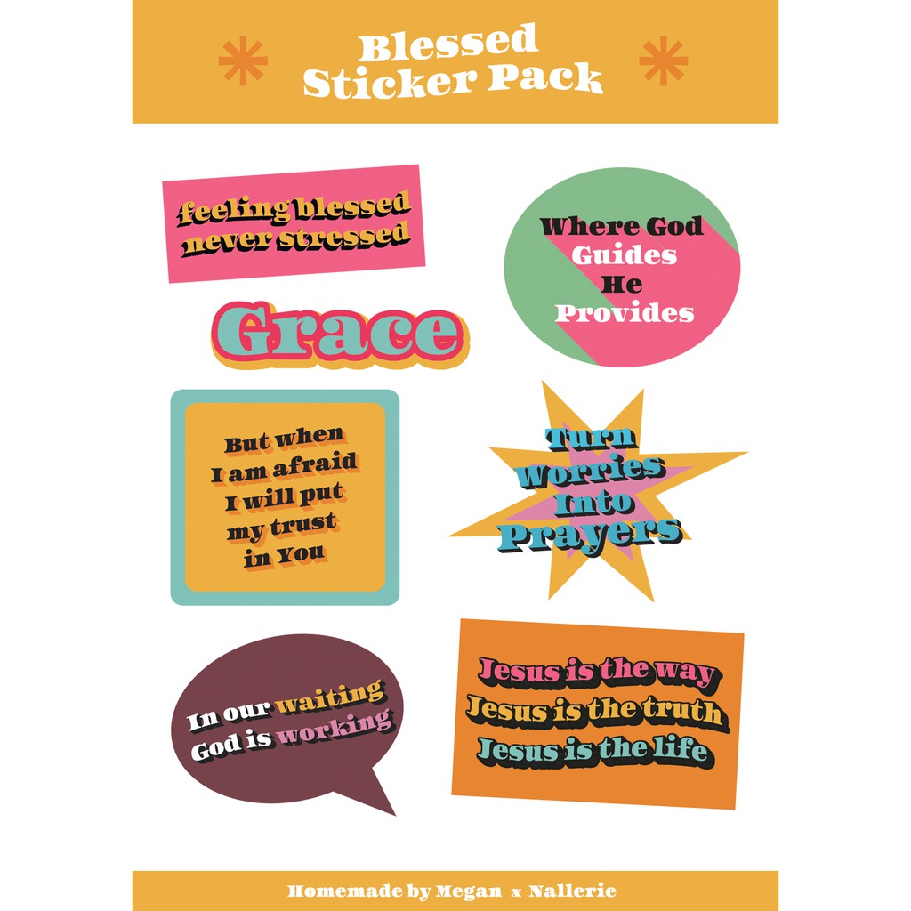 Jual Sticker Pack Blessed | by Megan x @nallerie | Vinyl matte/glossy ...