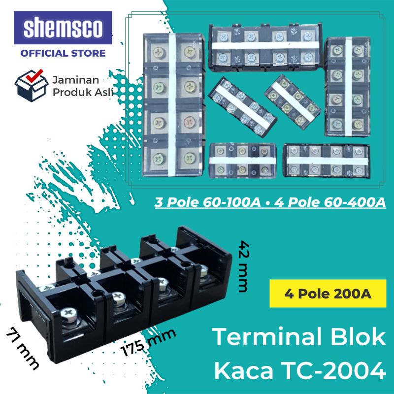 Jual 600v 300A 4 Pole Terminal Blok Kaca 4P TC-3004 Shemsco Panel Block | Shopee Indonesia