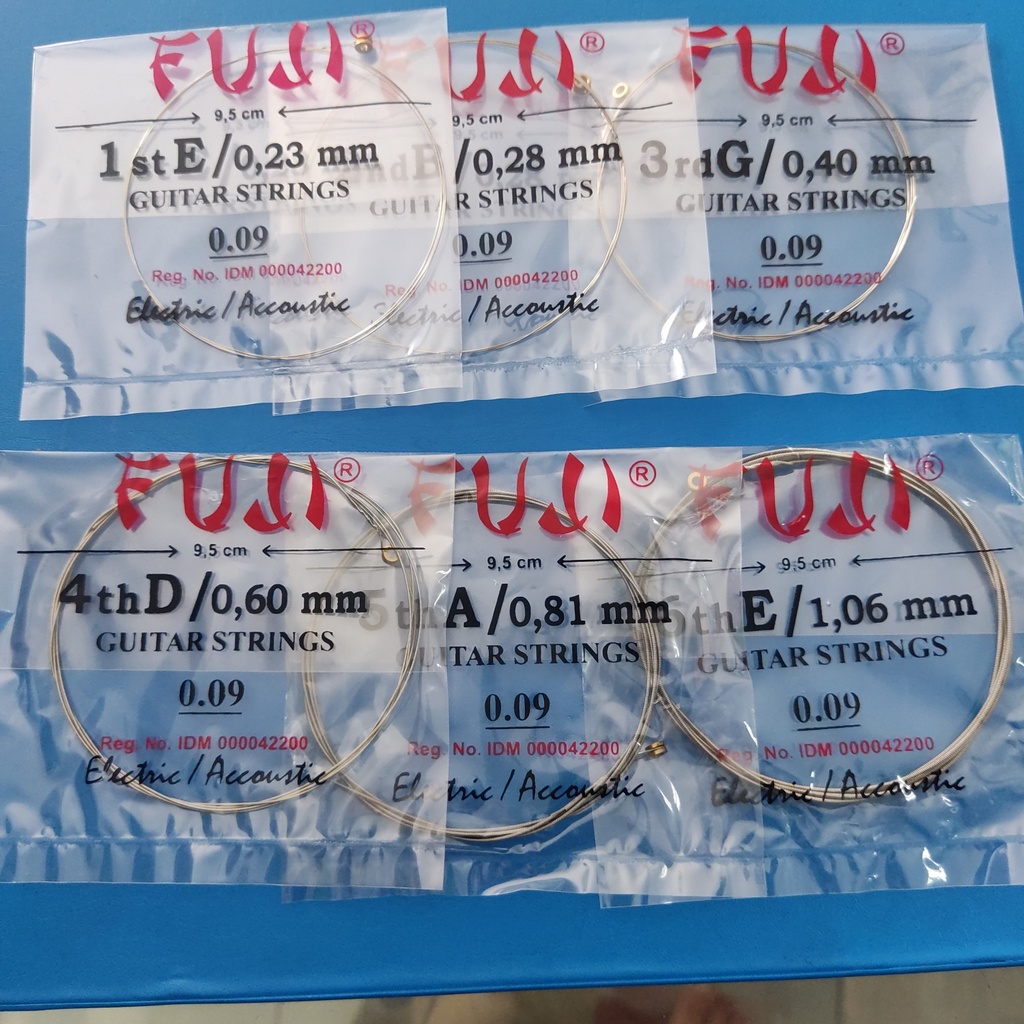 Jual Senar Gitar Eceran Akustik elec ori merk FUJI SET 09 no 1, 2, dan ...
