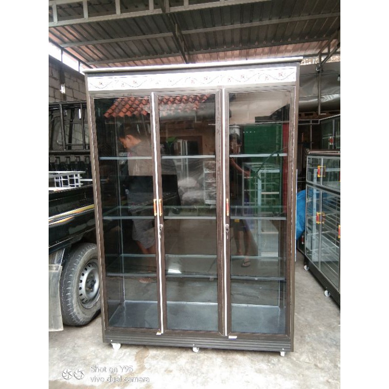Jual lemari hias pintu 6 / lemari kaca display aluminium / lemari kaca ...