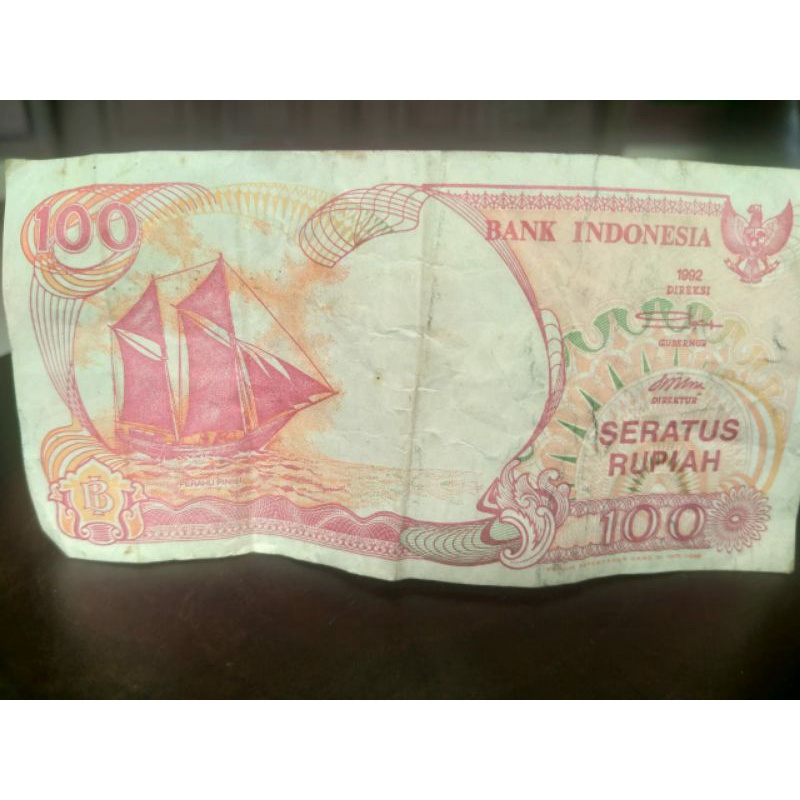 Jual uang kertas jadul 100 tahun 1992 Asli kapal pinisi khusus kolektor ...