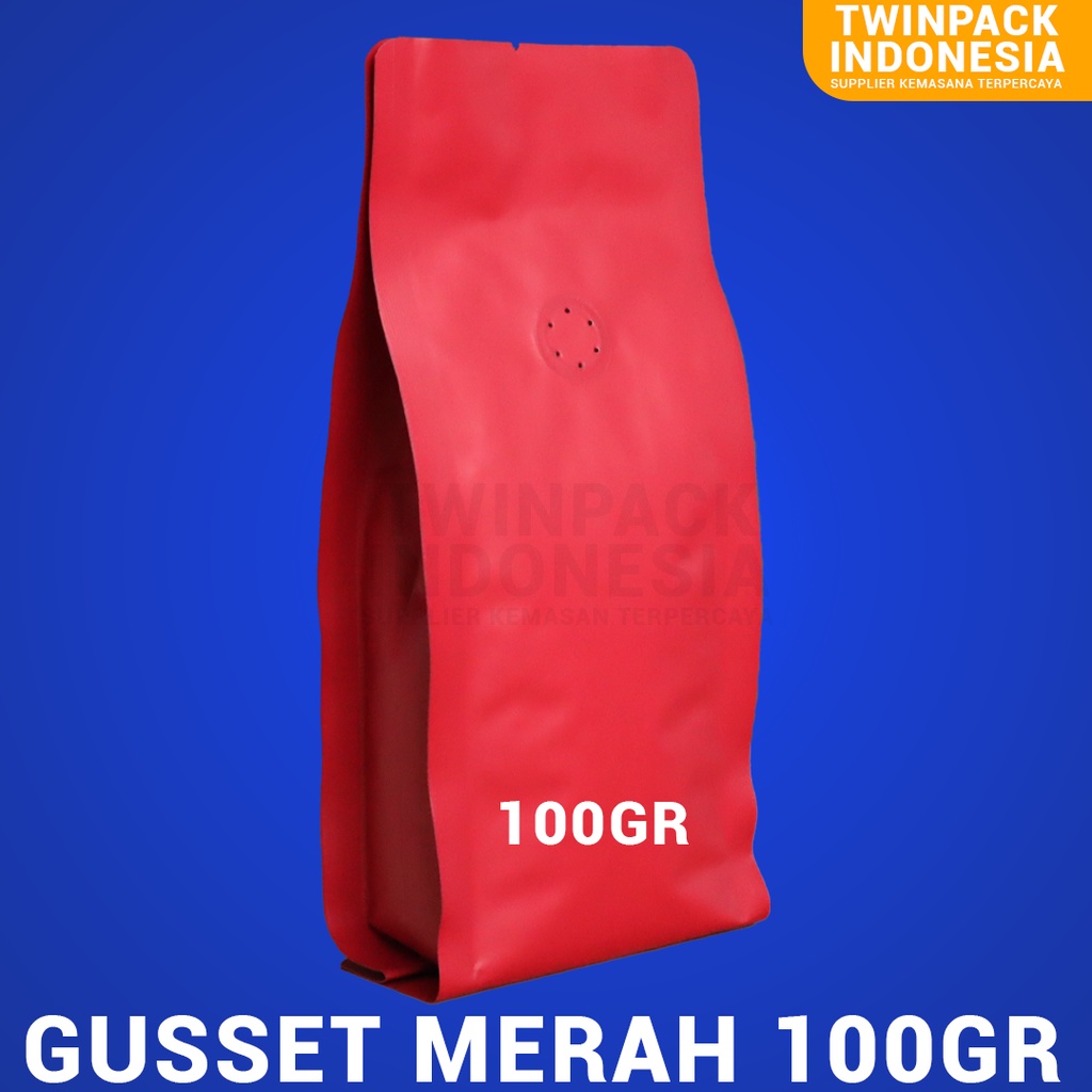 Jual Kemasan Kopi 100 Gram Merah Gusset Premium Aluminium Foil | Valve ...