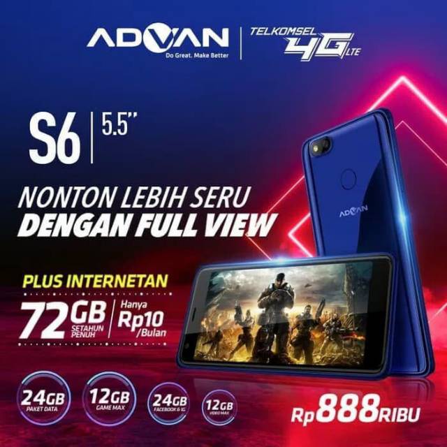 Jual Advan S6 Fingerprint 1/8 4G Garansi Resmi | Shopee Indonesia