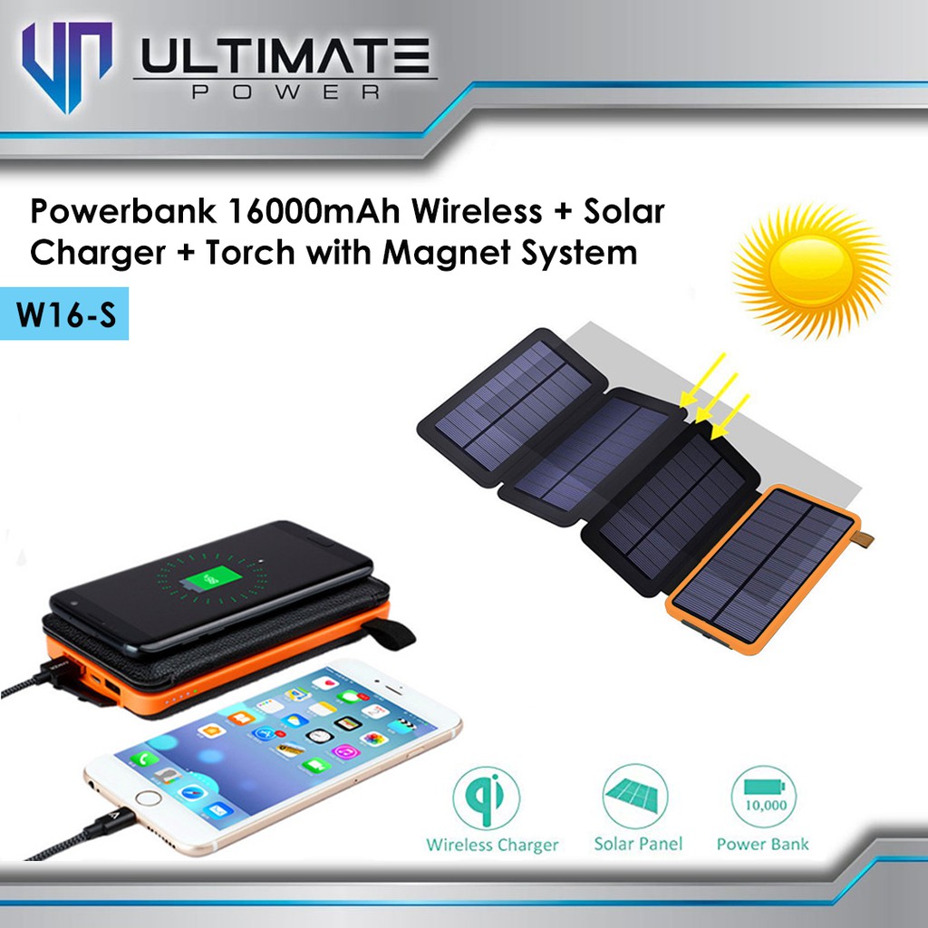Jual Ultimate PowerBank W16s + Wireless Charging + LED Torch 16000mAh ...