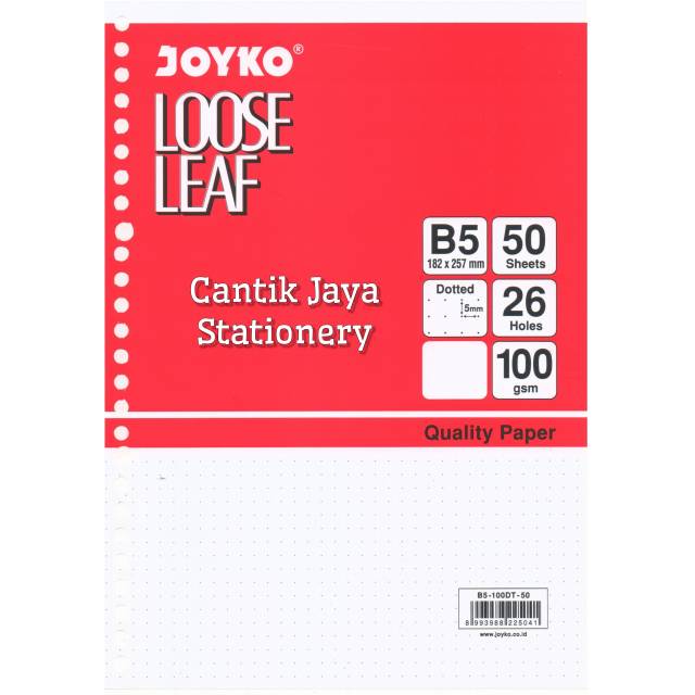 Jual Loose Leaf Joyko B5 50 Lembar Dotted / Isi Kertas File Binder | Shopee Indonesia