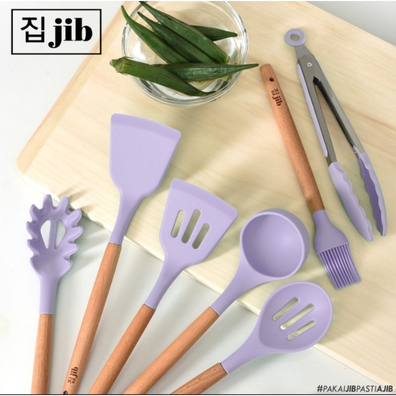 Jual JIB silicon utensil spatula set silikon warna ungu | Shopee Indonesia