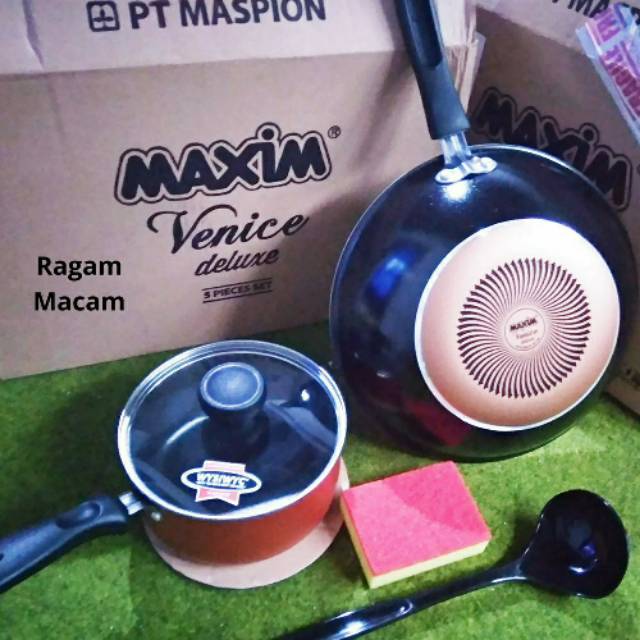 Jual MAXIM Venice Wajan Teflon Set Deluxe Version | Shopee Indonesia