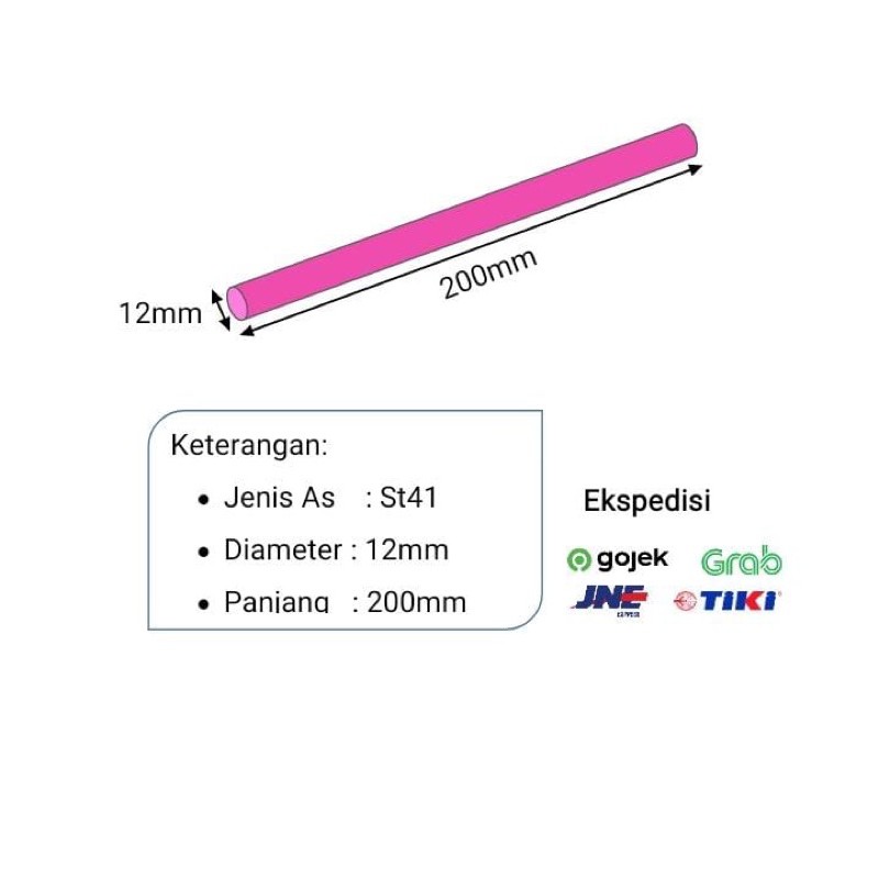Jual As Besi ST41 Diameter 12mm x Panjang 200mm | Shopee Indonesia