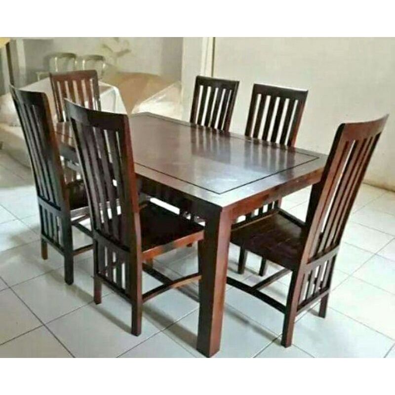 Jual Set Meja Makan Minimalis//Kursi Makan Balero Kayu Jati | Shopee Indonesia