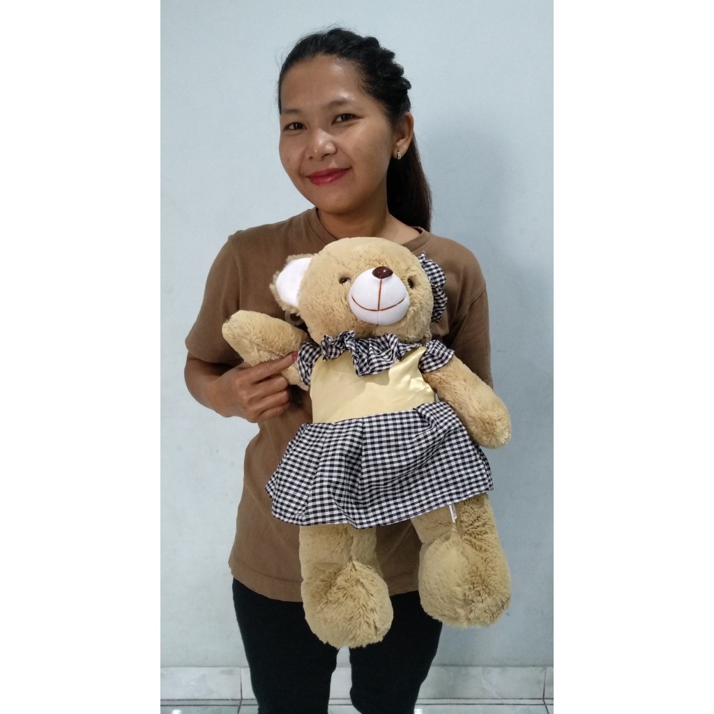 Jual Boneka Teddy Bear Beruang Standing Topi with dress M 25cm | Shopee ...