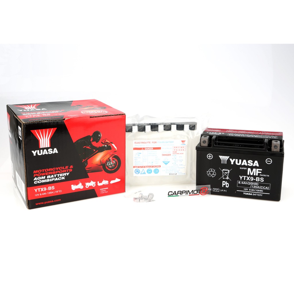 Jual Accu Yuasa YTX9-BS Untuk Moge Suzuki , Kawasaki, Honda, Kymco (12v ...