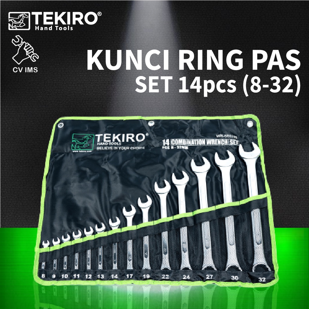 Jual Kunci Ring Pas Set 14pcs ( 8-32mm ) WR-SE0298 TEKIRO | Shopee Indonesia