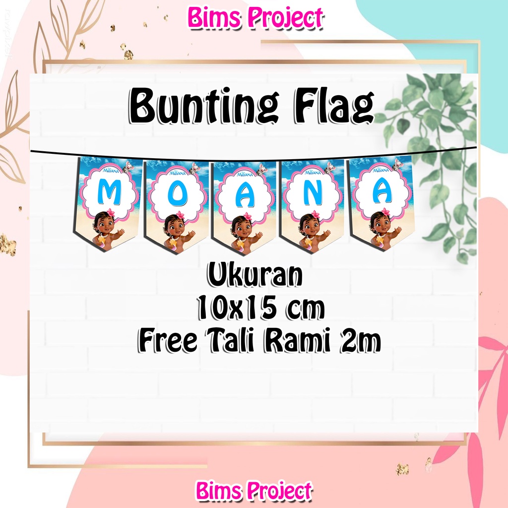 Jual BUNTING FLAG TEMA MOANA HIASAN NAMA | Shopee Indonesia