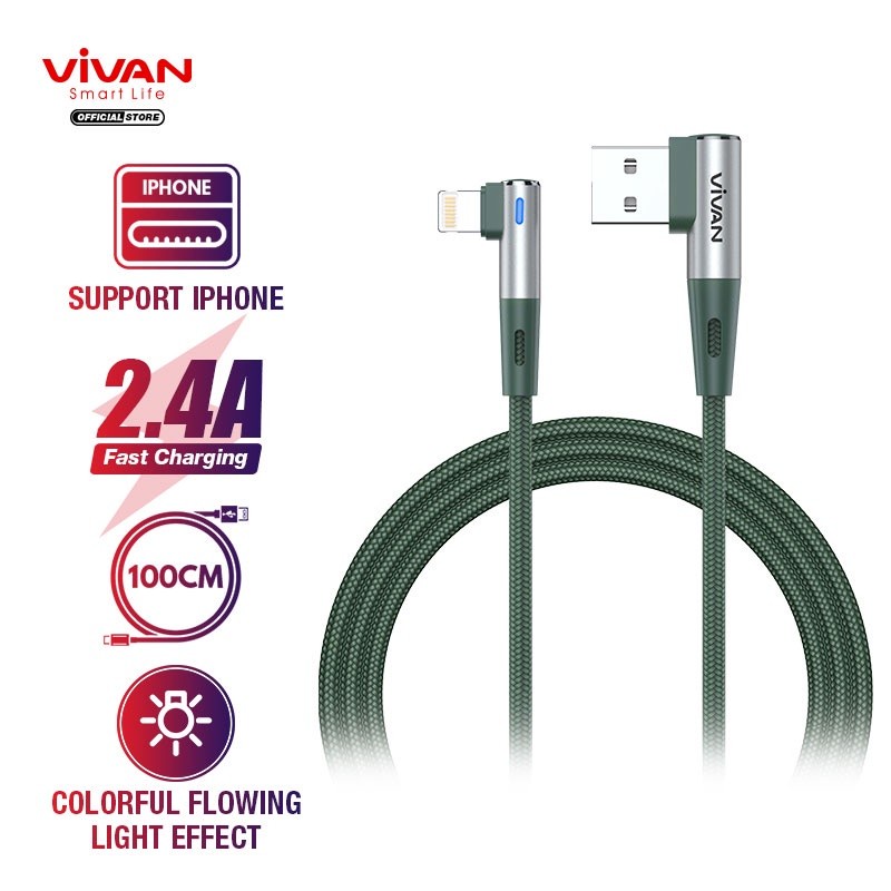 Jual KABEL DATA GAMING IPHONE VIVAN BWL100S 2.4A Lightning Fast ...